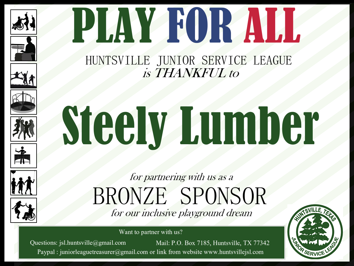 Steely Lumber joins JSL as playground sponsor! | Huntsville Junior ...